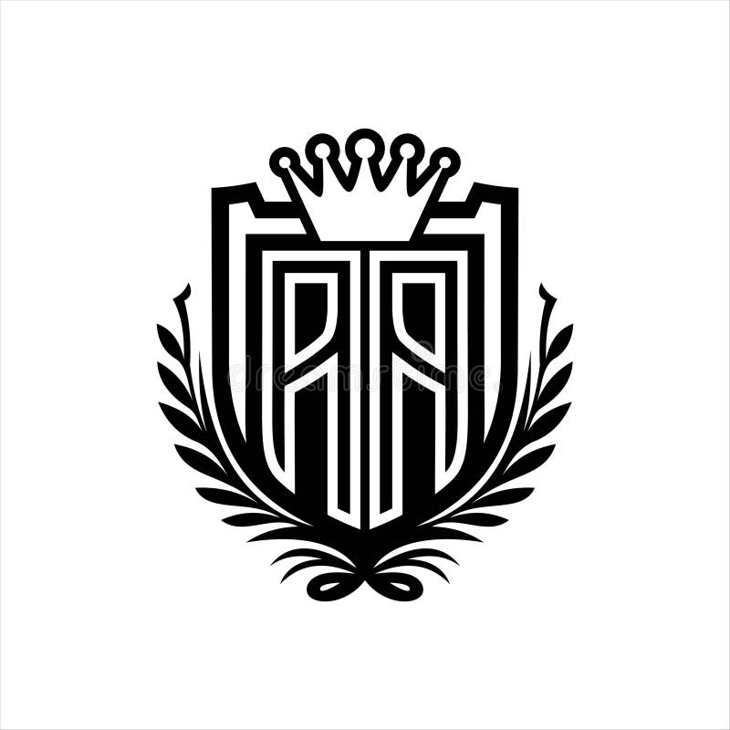 AA Logo Heraldic Shield Shape with Crown, Vintage Crest on White ...
