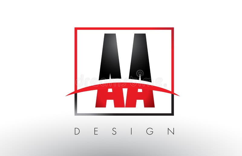 AA a Logo Letters with Red and Black Colors and Swoosh. Stock Vector ...