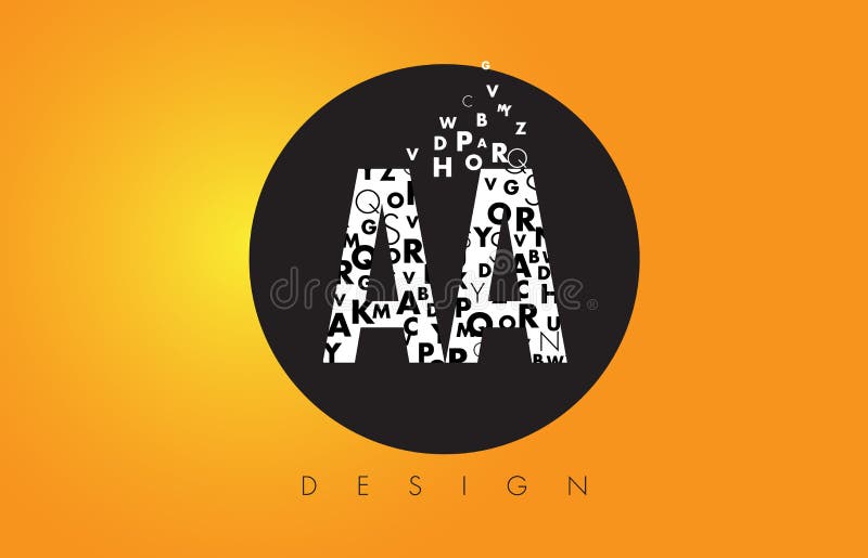 AA a Logo Made of Small Letters with Black Circle and Yellow Background ...