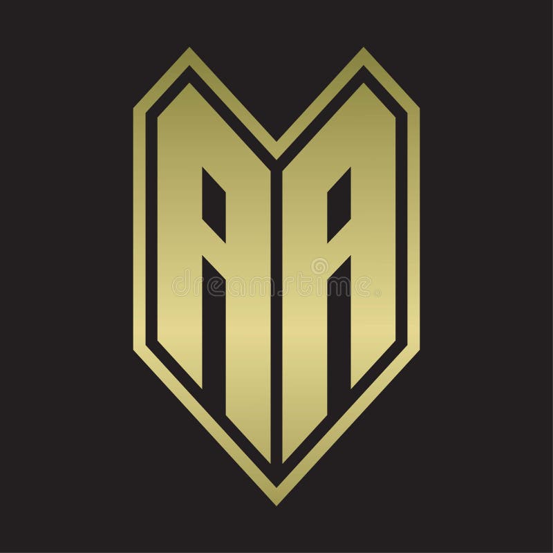 AA Logo Monogram with Emblem Line Style Isolated on Gold Colors Stock ...