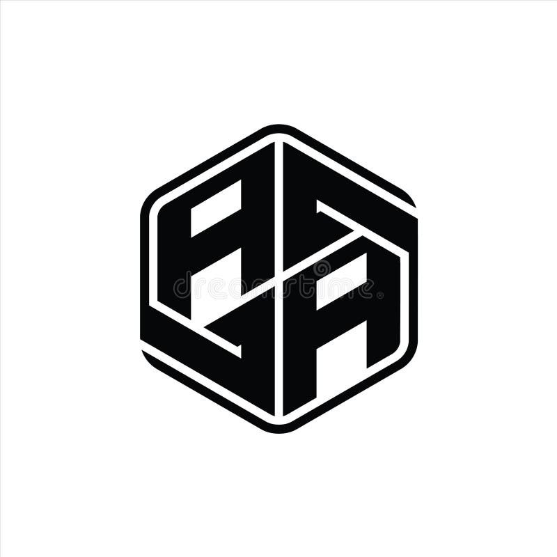 AA Logo Monogram Hexagon Shape with Ornament Abstract Isolated Outline ...