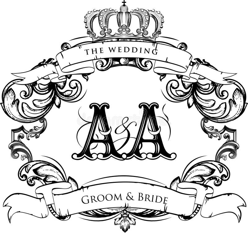 AA Monogram with Baroque Frame Ornament Vector Stock Vector ...