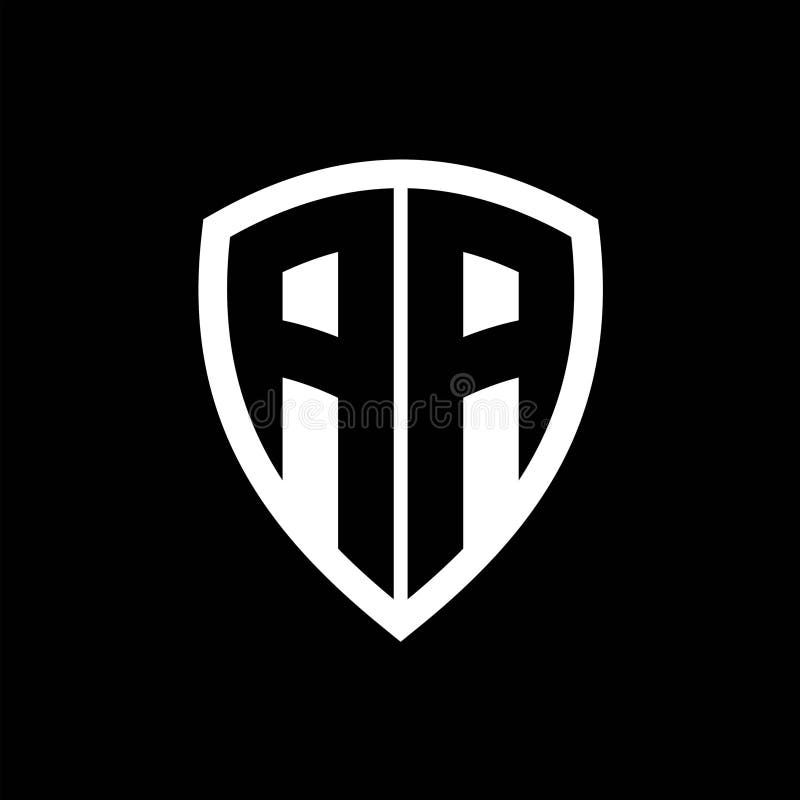 AA Monogram Logo with Bold Letters Shield Shape with Black and White ...