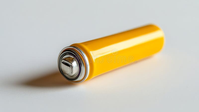 AA Size Yellow Battery on White Background Stock Image - Image of ...