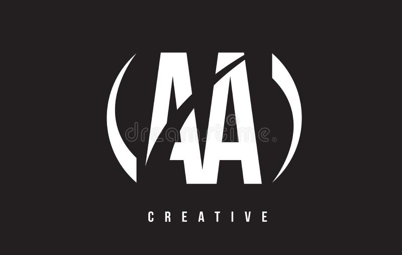 AA a White Letter Logo Design with Black Background. Stock Vector ...