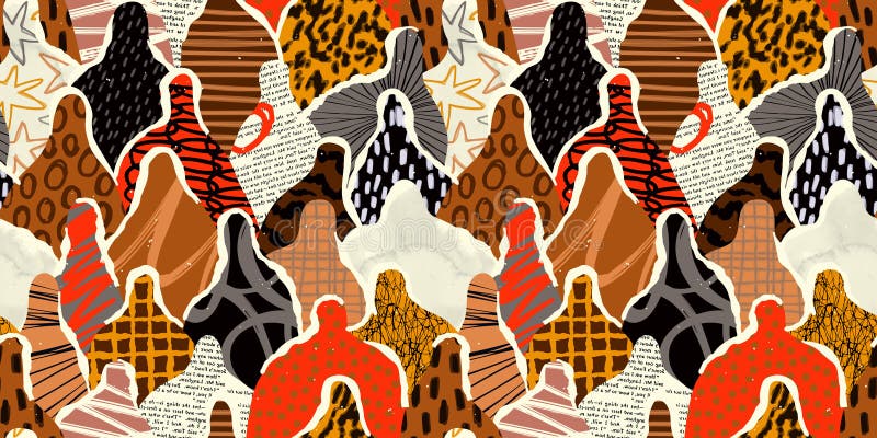 Diverse Black People Crowd Abstract Art Seamless Pattern Stock Vector ...