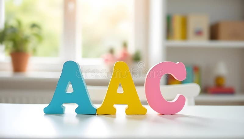 AAC Colorful Plastic Letters on Table Representing Augmentative and ...