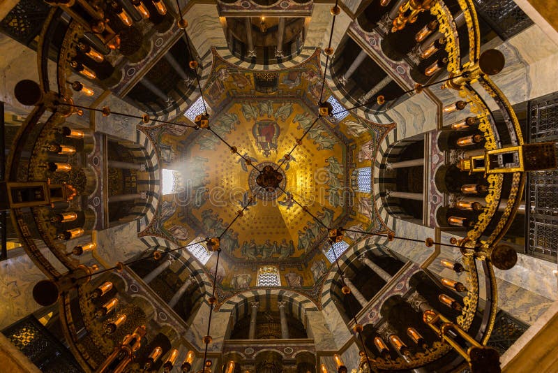 Aachen Cathedral Octagon Interior Editorial Stock Image - Image of ...