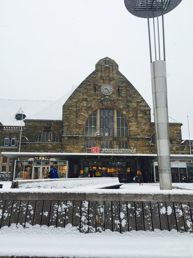 Aachen Central Train Station after Snow Editorial Photography - Image ...