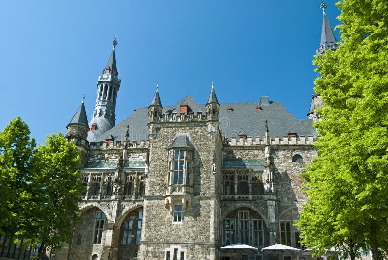 Aachen City Hall stock photo. Image of blue, sightseeing - 25364846