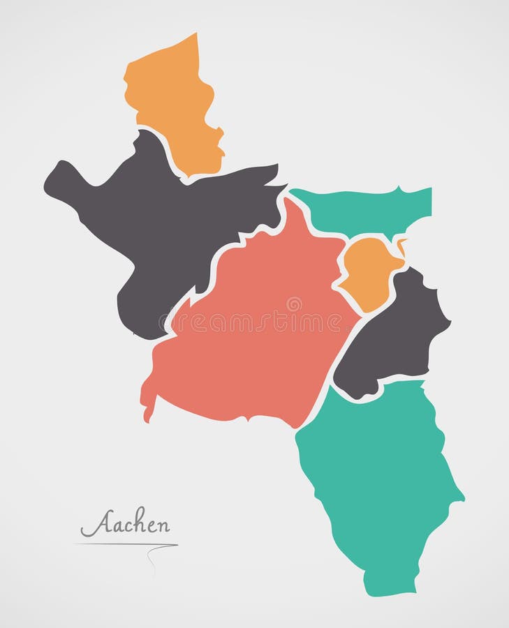 Aachen Map with Boroughs and Modern Round Shapes Stock Vector ...