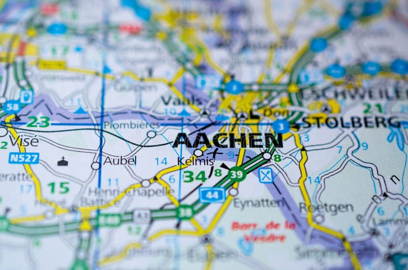 Aachen on map stock photo. Image of satellite, planner - 97136364