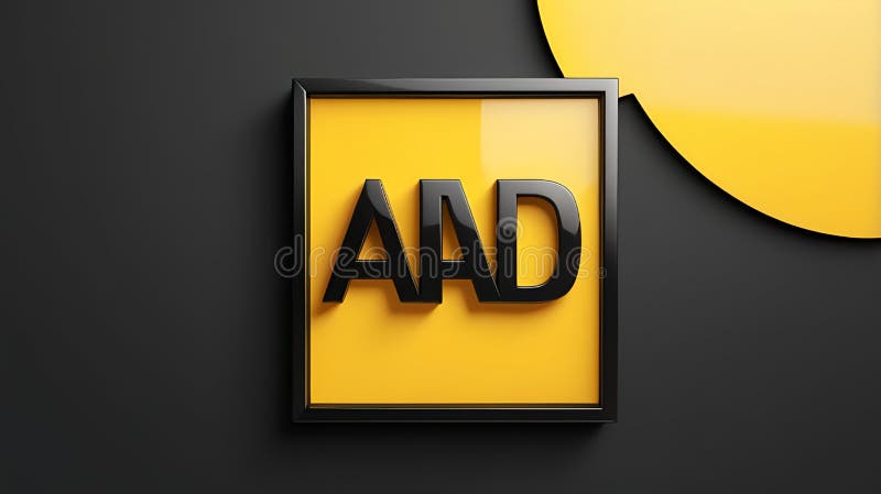 Aad Letters on Yellow Background in Frame Stock Illustration ...