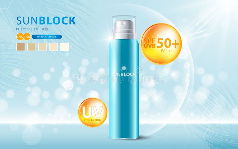 Sunblock Ads Template, Sun Protection Cosmetic Products Design with ...