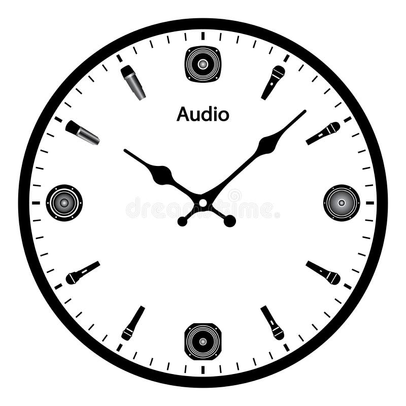 Wall Clock with Sound Symbols. Vector Illustration Stock Vector ...