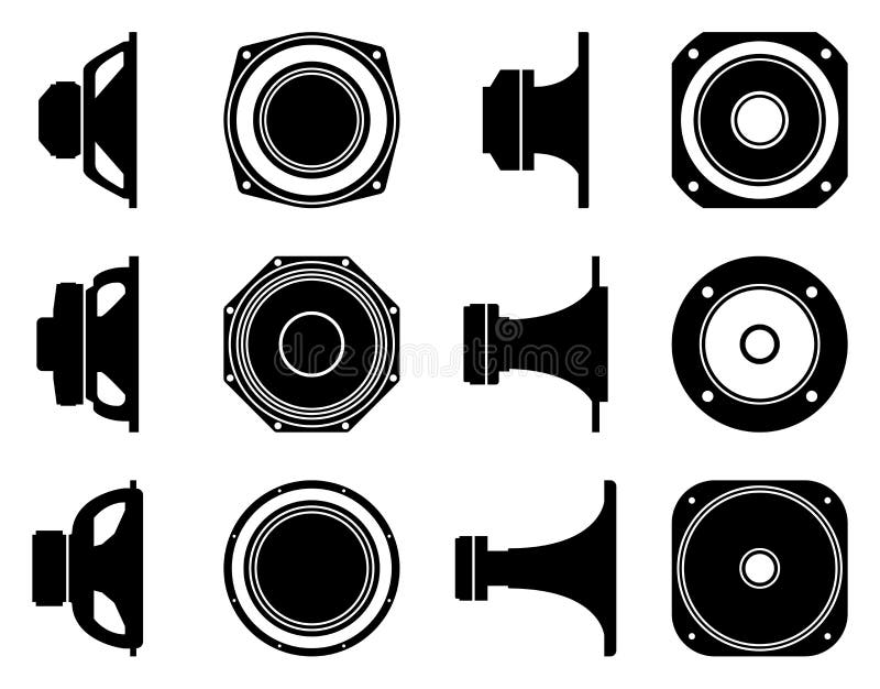 Set of Speaker Driver Icons. Car Audio. Silhouette Vector Stock Vector ...