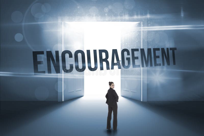 Aanmoediging Tegen Deuren Die Openbarend Licht Openen Stock Afbeelding ...