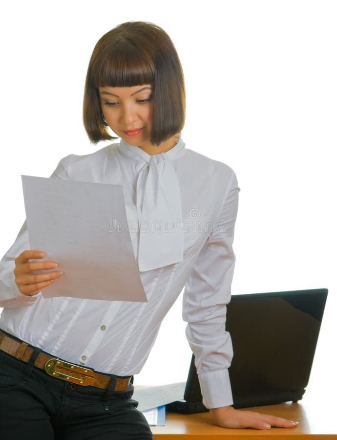 Aantrekkelijke Secretaresse Stock Afbeelding - Image of document ...