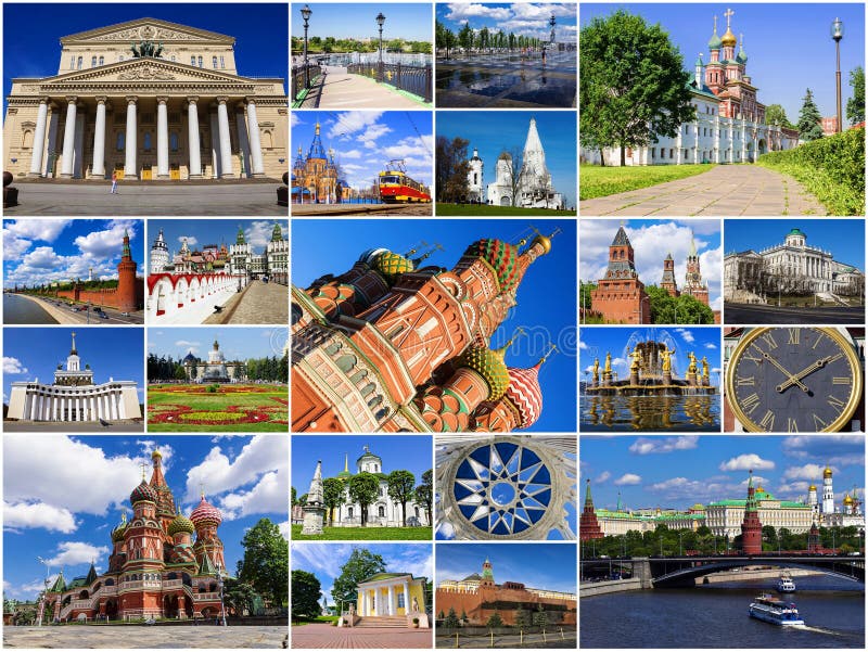 Bezienswaardigheden Van Moskou, Rusland (collage) Stock Foto - Image of ...