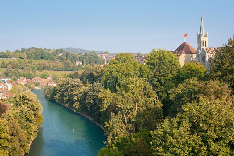 Aar river in Bern stock image. Image of attraction, green - 27782739