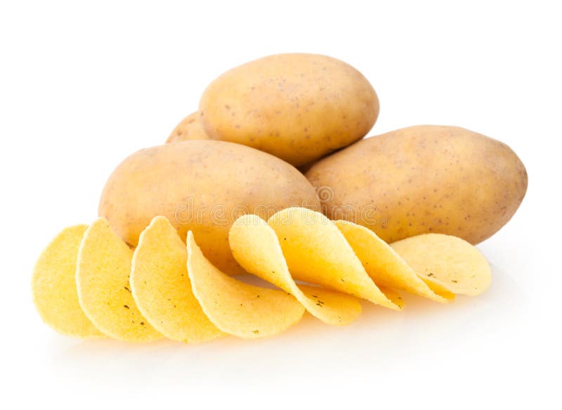 Aardappels en spaanders stock afbeelding. Image of half - 23121669