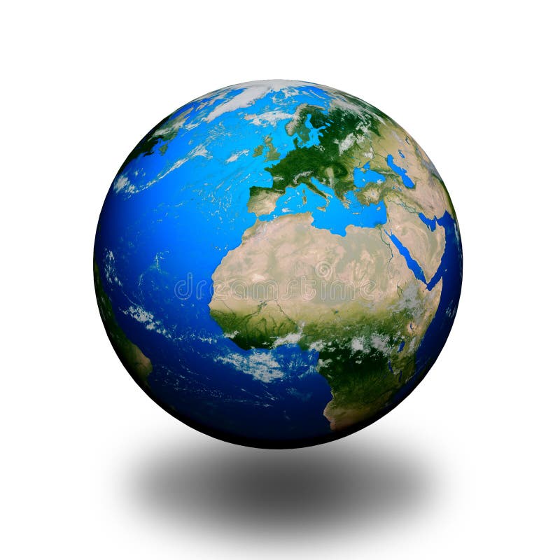 Aarde Die Op Witte Achtergrond Wordt Geïsoleerde Stock Illustratie ...