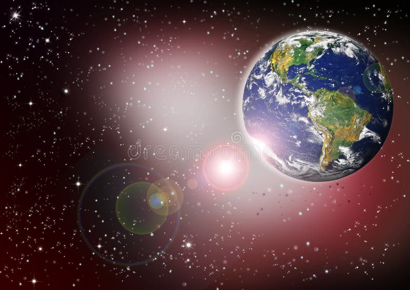 Aarde Met Zonsopgang in Ruimte Stock Foto - Image of licht, rimpelingen ...