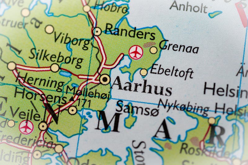 Aarhus, Denmark Highlighted on a World Map Stock Photo - Image of ...