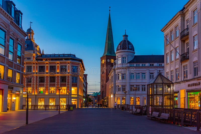 Aarhus, Denmark, June 15, 2022: Night View of Sankt Clements Tor ...