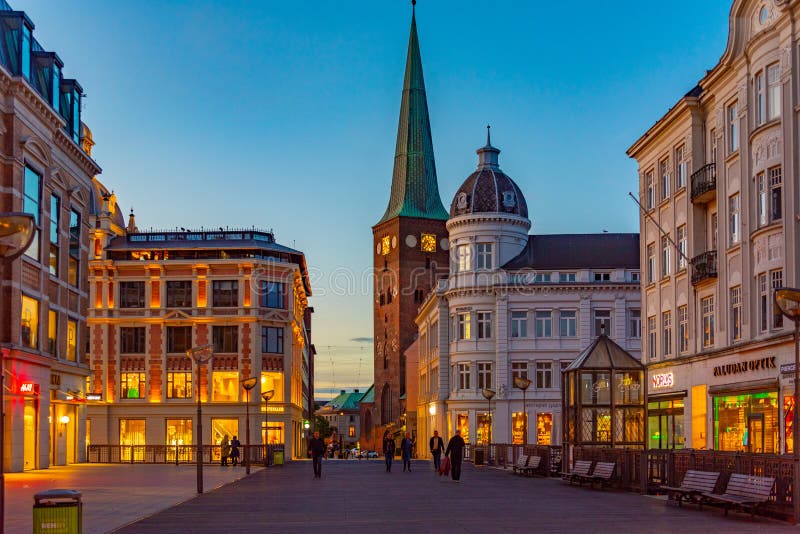 Aarhus, Denmark, June 15, 2022: Night View of Sankt Clements Tor ...