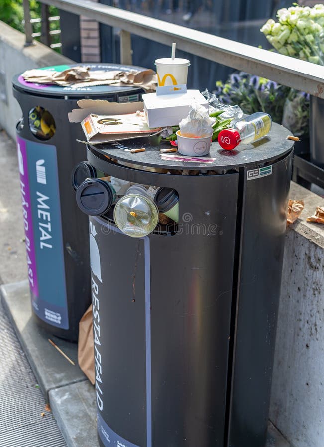 Aarhus Denmark. Waste Containers that are Total Filled Editorial Stock ...