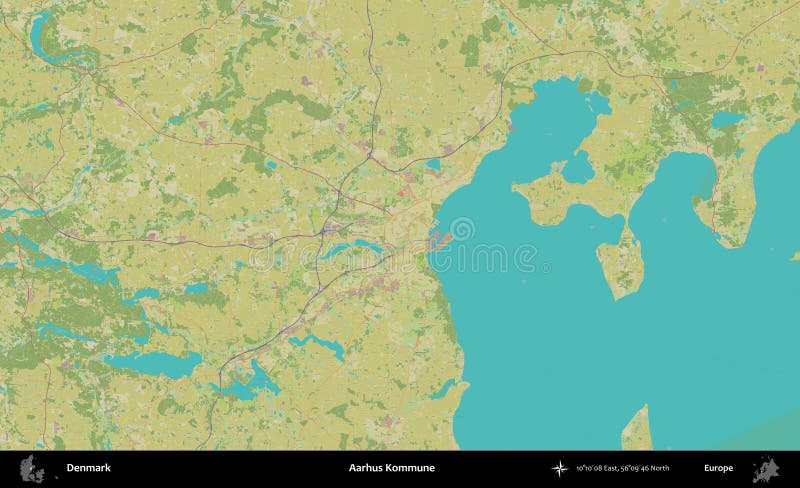 Aarhus Kommune, Denmark. Topographic Humanitarian Stock Illustration ...