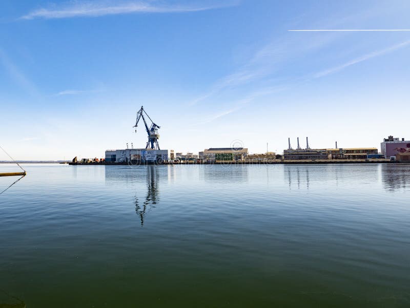 Aarhus Port with Docks and Loading Cranes Stock Image - Image of ...