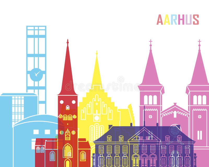 Aarhus Skyline in Watercolor Stock Illustration - Illustration of ...