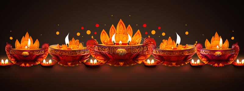 Aarti Diya Prayer Lamp Diwali Banner Stock Illustration - Illustration ...