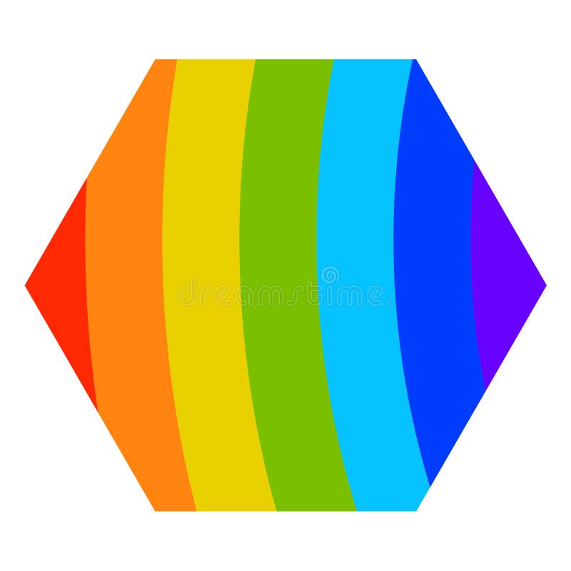 Cartoon Hexagon with Rainbow Texture in Flat Style Stock Vector ...