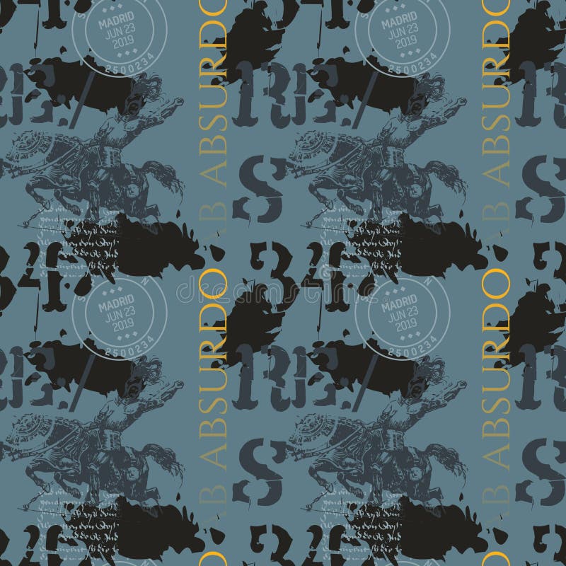 Ab Absurdo Madrid Knight Vintage Pattern Stock Vector - Illustration of ...