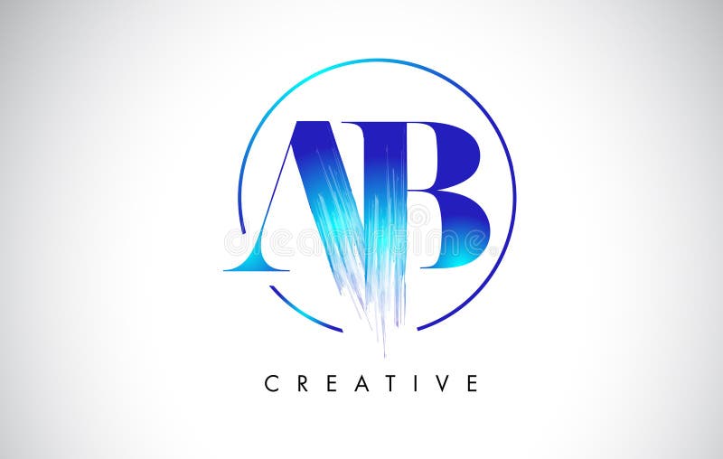 AB Brush Stroke Letter Logo Design. Blue Paint Logo Leters Icon Stock ...
