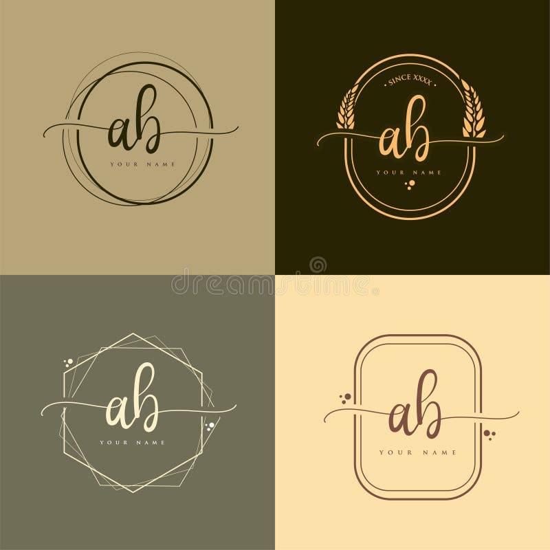 AB Initial Handwriting Logo Vector Sets. Hand Lettering Initials Logo ...