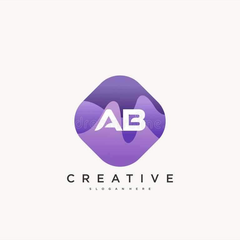 AB Initial Letter Logo Icon Design Template Elements with Wave Colorful ...