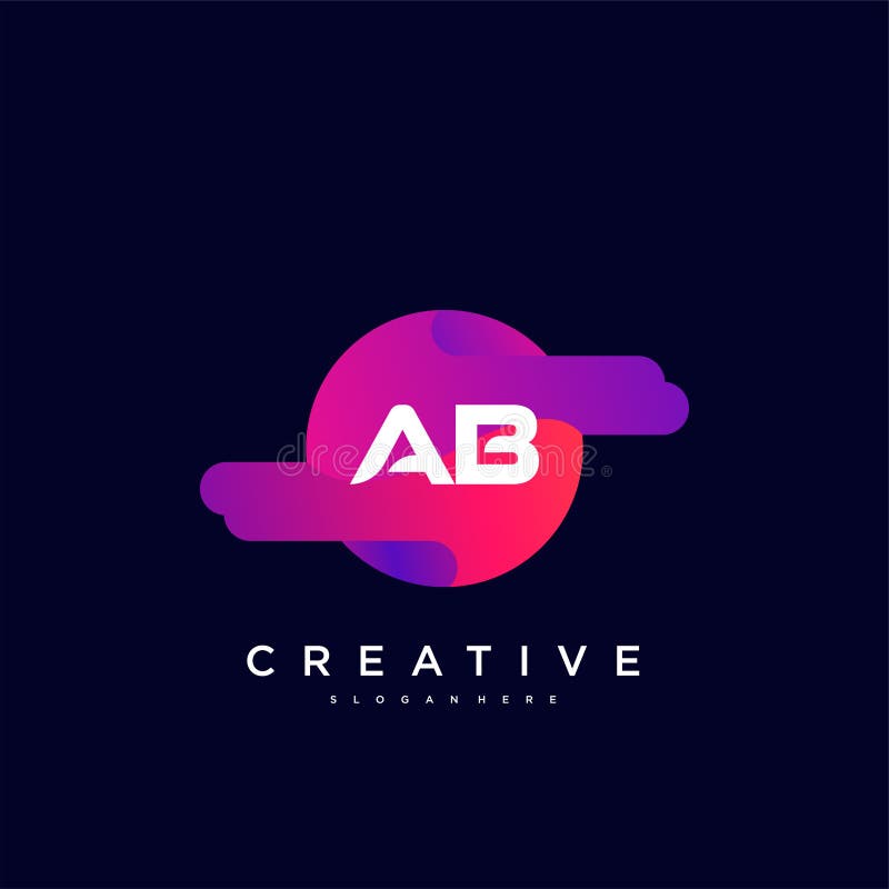 AB Initial Letter Logo Icon Design Template Elements with Wave Colorful ...