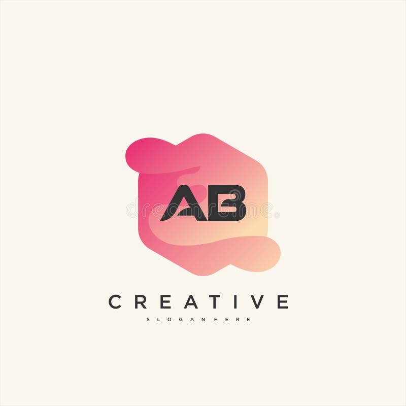 AB Initial Letter Logo Icon Design Template Elements with Wave Colorful ...