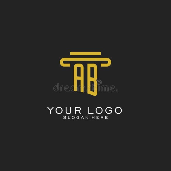 AB Initial Logo with Simple Pillar Style Design Stock Vector ...