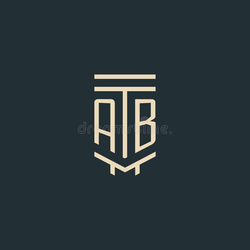 AB Initial Monogram with Simple Line Art Pillar Logo Designs Stock ...