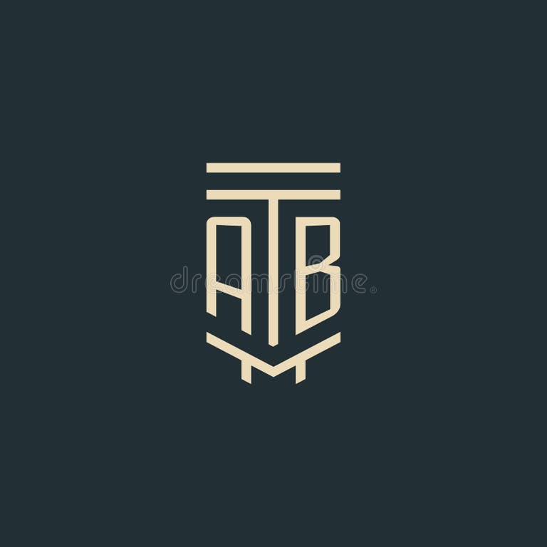 AB Initial Monogram with Simple Line Art Pillar Logo Designs Stock ...