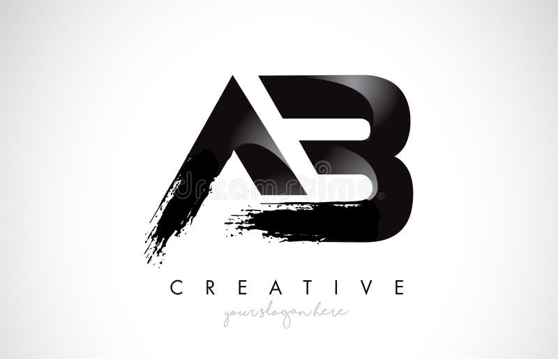 AB Letter Design with Brush Stroke and Modern 3D Look Stock Vector ...