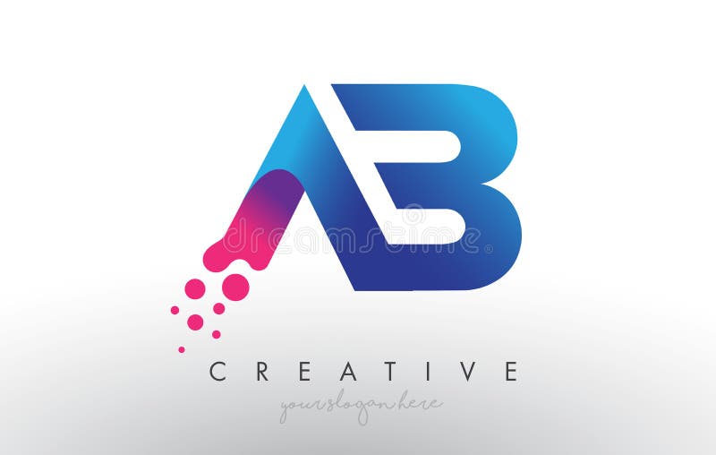 AB Letter Design with Creative Dots Bubble Circles and Blue Pink Colors ...