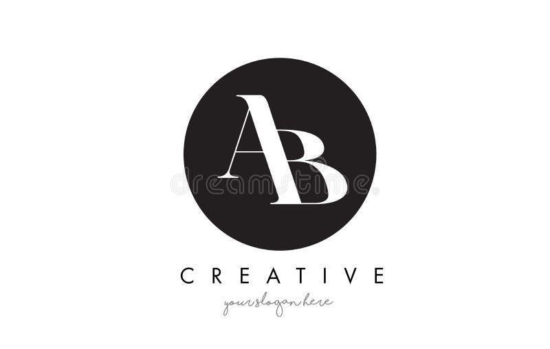 AB Letter Logo Design with Black Circle and Serif Font. Stock Vector ...