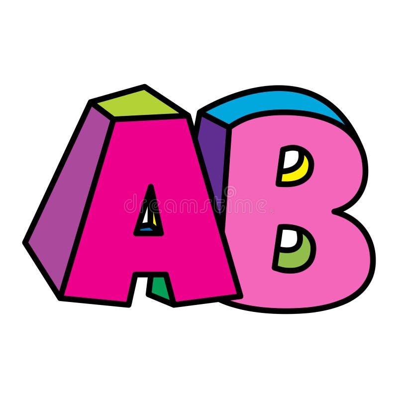 AB Letter Logo Playful Colorful Vector Isolated on White Background ...