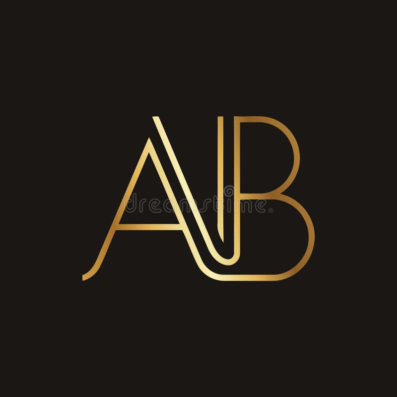 AB Logo Design with Golden Gradient Color Stock Vector - Illustration ...
